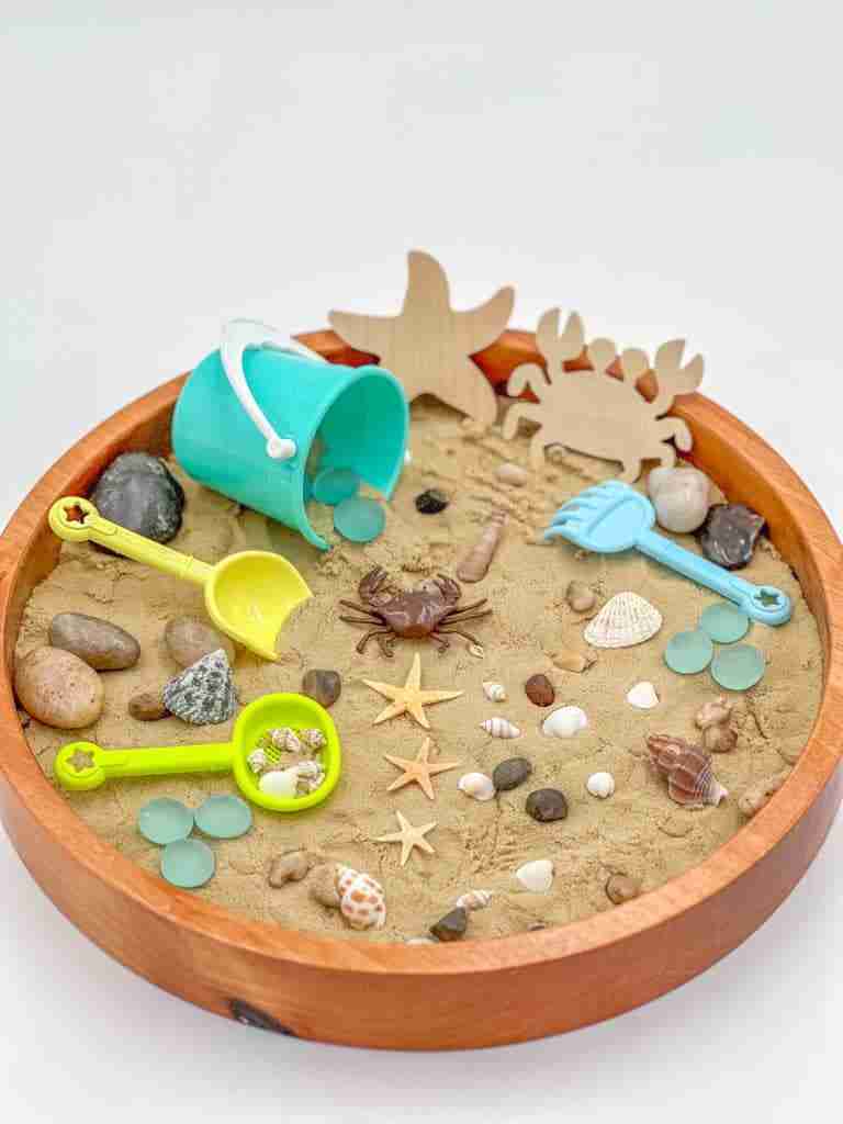 Sand Playdough and Beach Sensory Bin | Sensory-N-Stuff