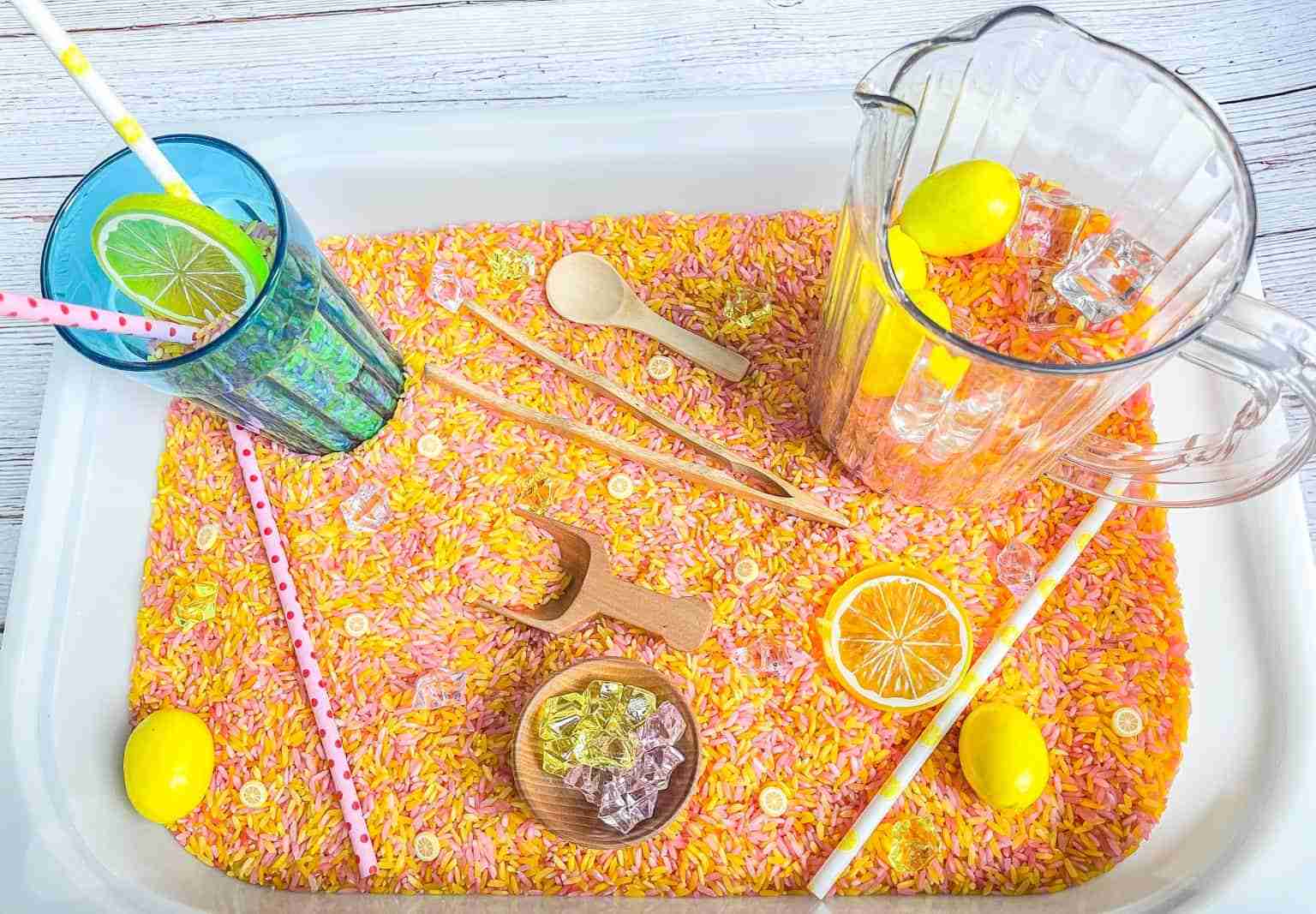 Summer Sensory - Lemonade Sensory Bin | Sensory-N-Stuff