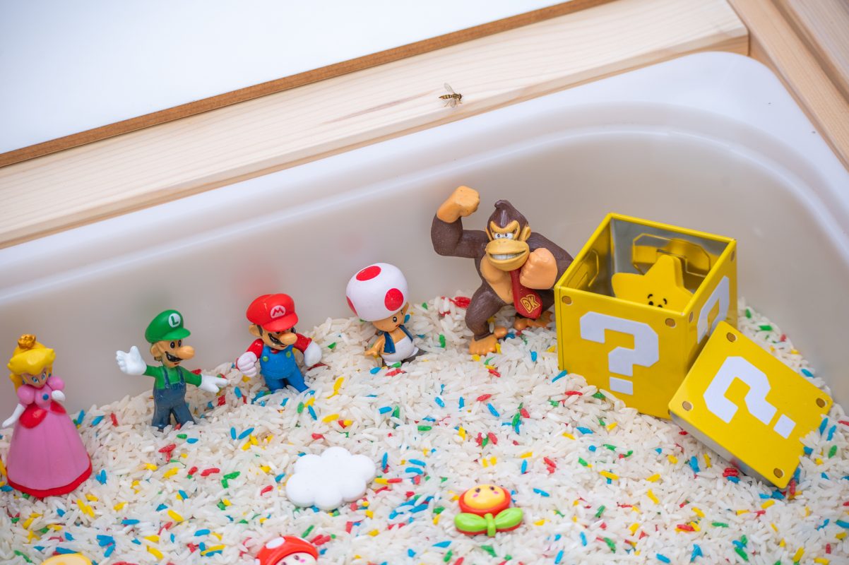 Super Mario Sensory Bin - Sensory-N-Stuff