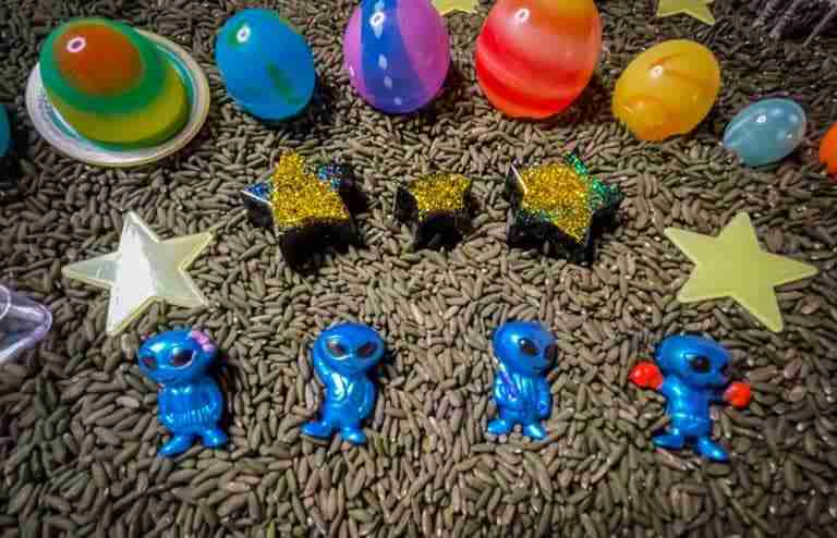 Outer Space Sensory Bin - Planets - Sensory-N-Stuff