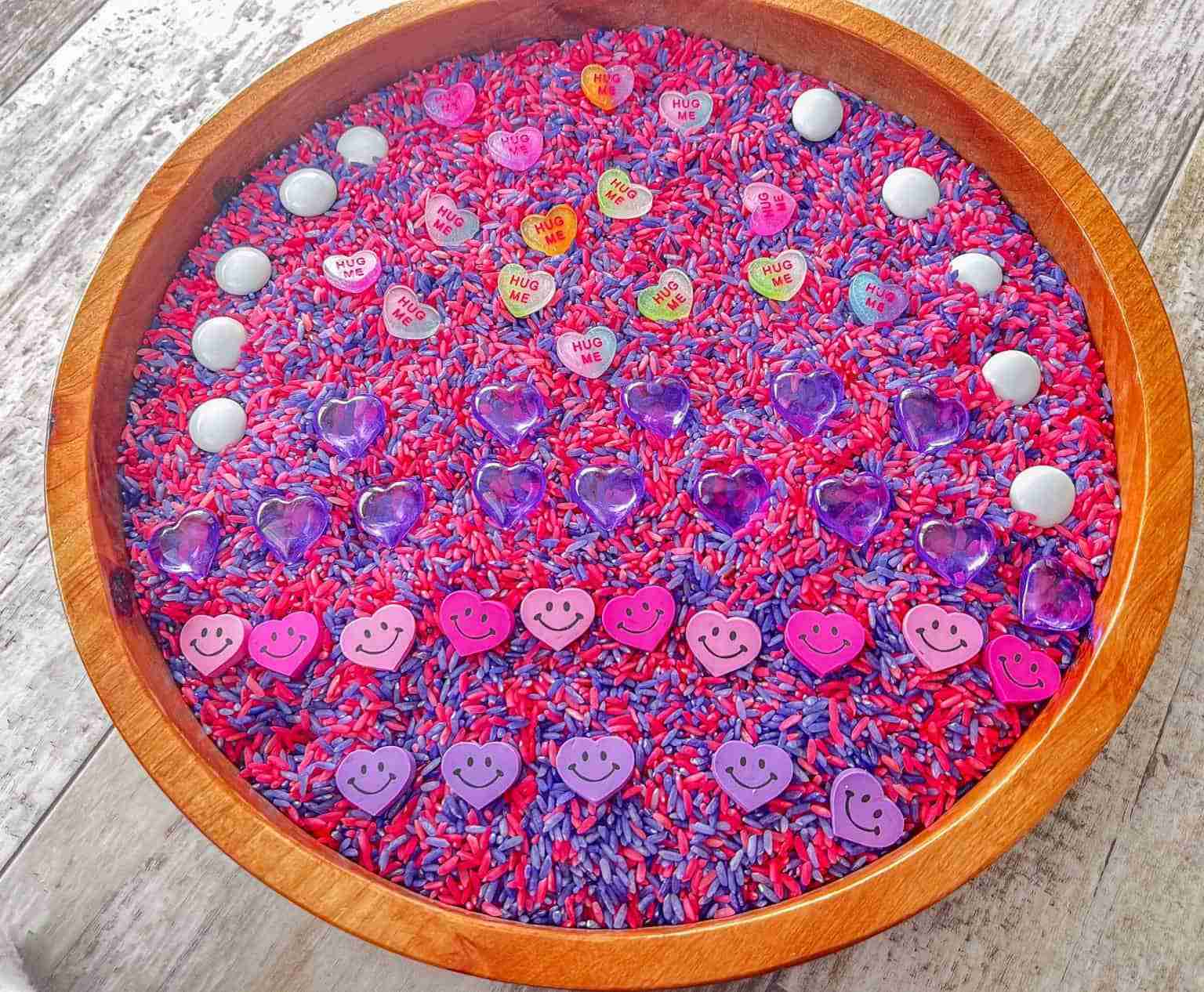 Pink and Purple Valentine's Day Sensory Bin - Sensory-N-Stuff