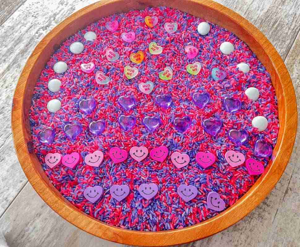 Pink and Purple Valentine's Day Sensory Bin | Sensory-N-Stuff