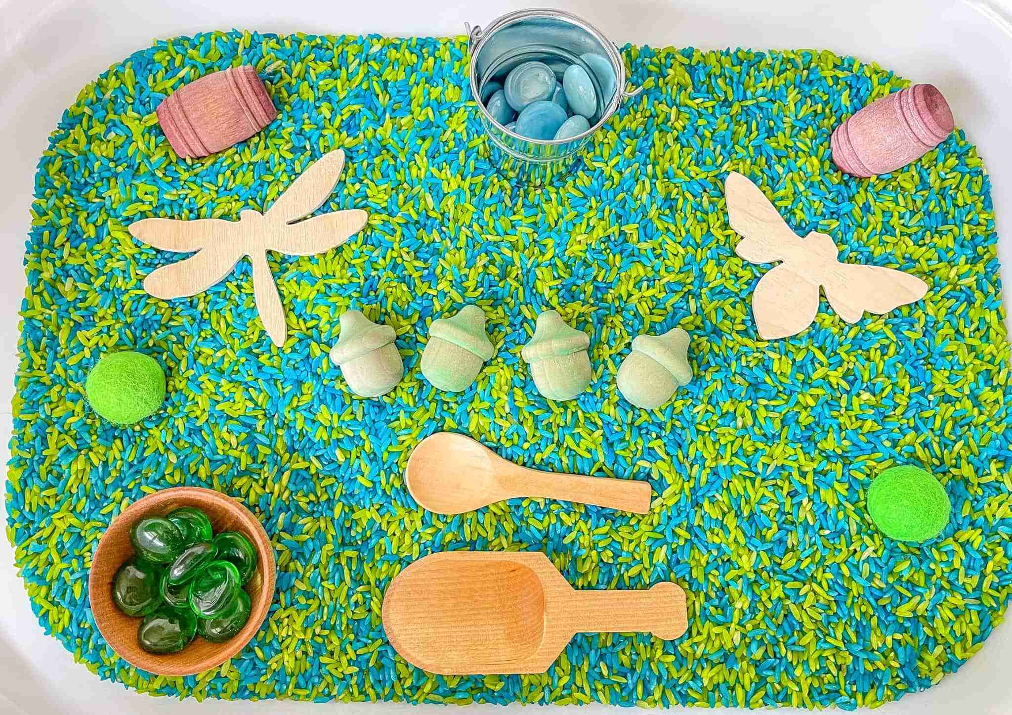 Pond Sensory Bin With Wooden Animals | Sensory-N-Stuff