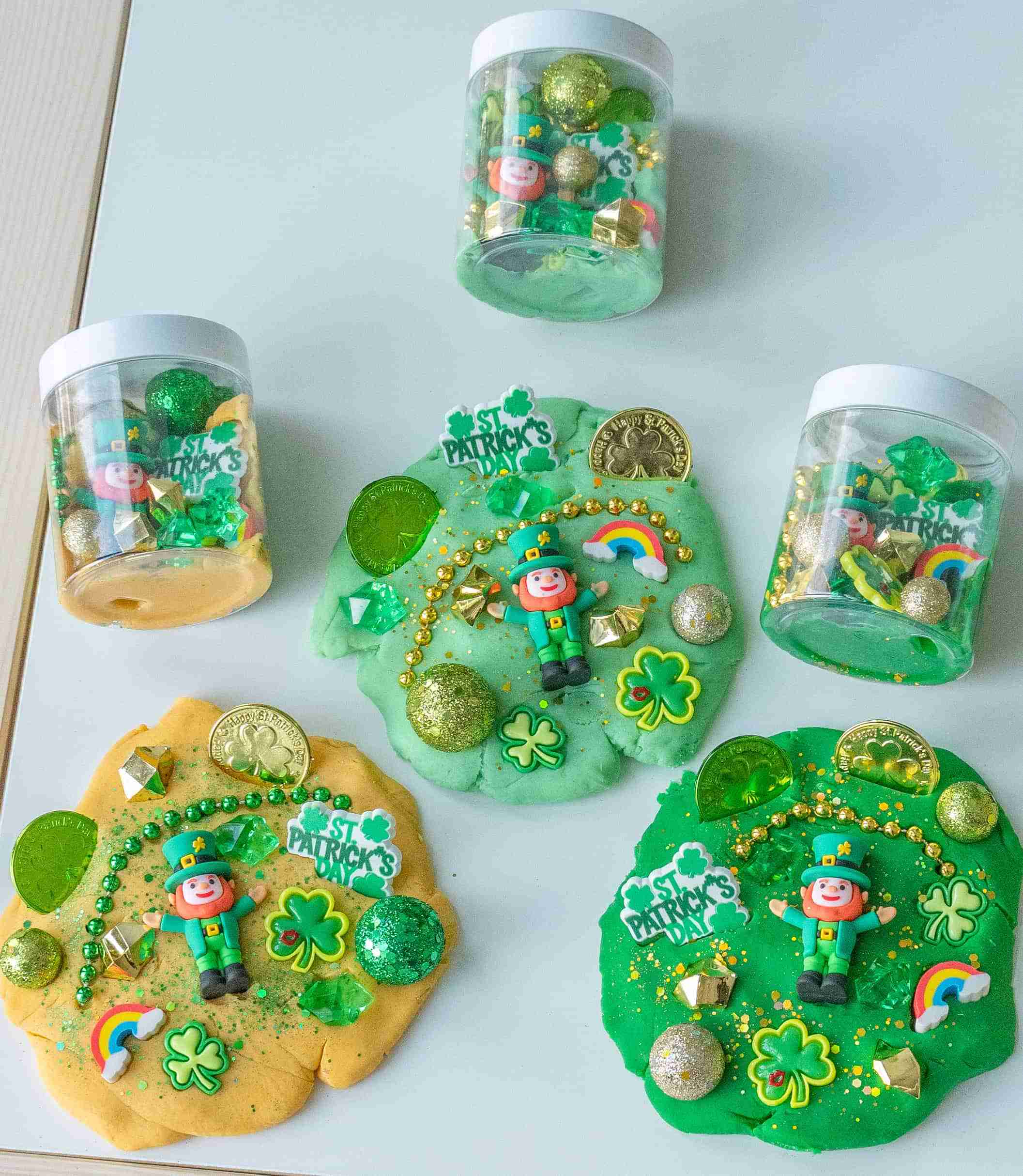 St. Patrick's Day Play Dough Jars | Sensory-N-Stuff
